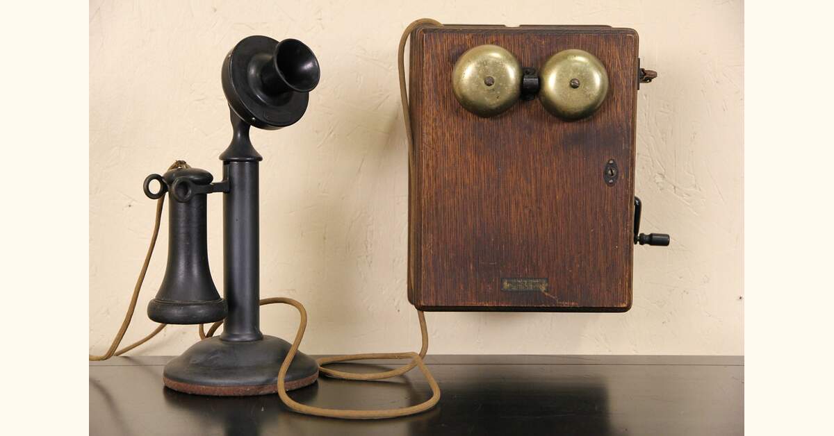 Western Electric Antique 1915 Candlestick Telephone & Oak Generator