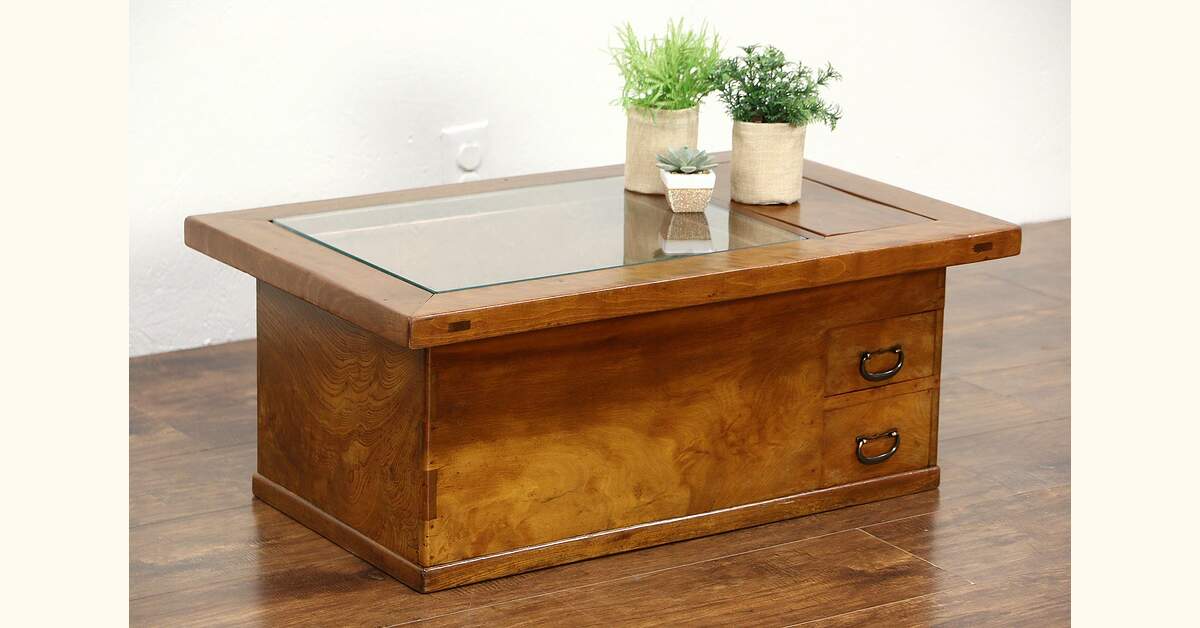 Japanese 1900 Antique Hibachi, Copper Fire Lining, Fitted as Coffee Table