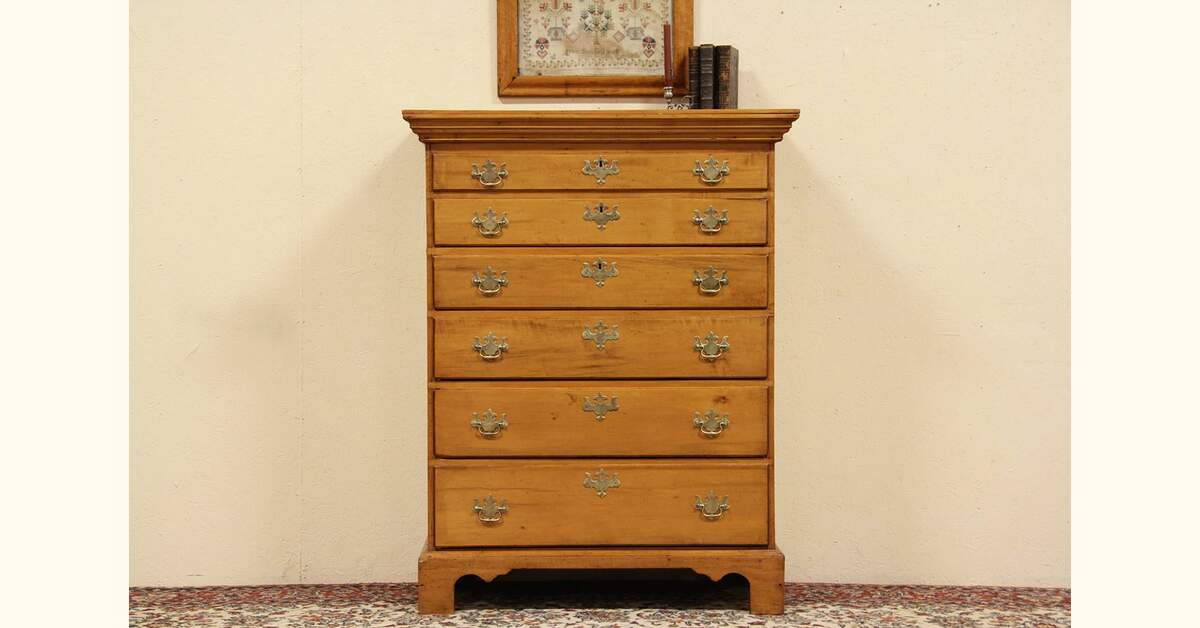 Georgian 1790 Antique Country Maple Highboy Tall Chest