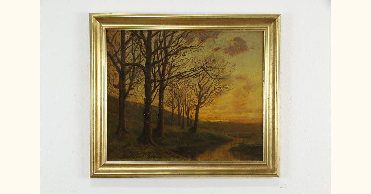 Autumn Scene with Trees, Original Oil Painting, Charles W. Duvall 28 1/2"