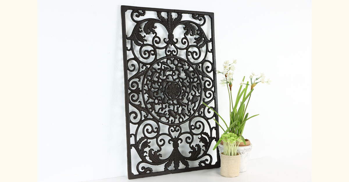 Victorian Design Vintage Iron Salvage Grill 29" with Cracks