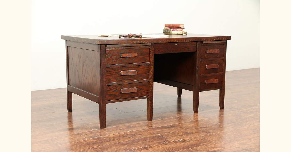 Oak Antique 1915 Craftsman Library or Office Desk