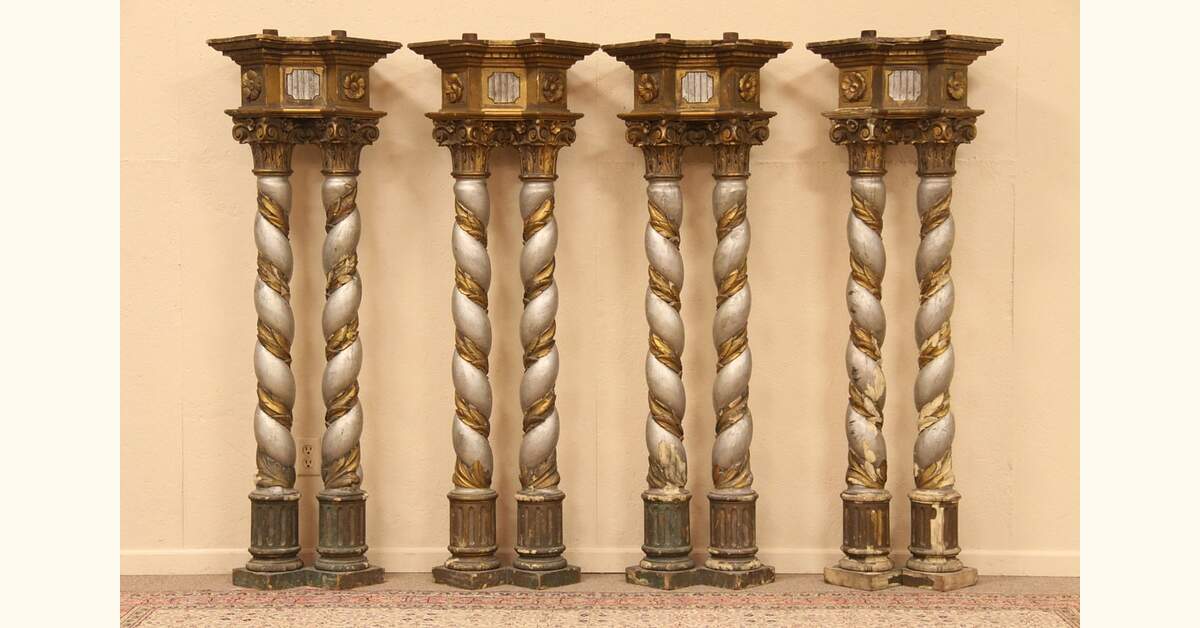Set of 4 Double Baroque Architectural Columns