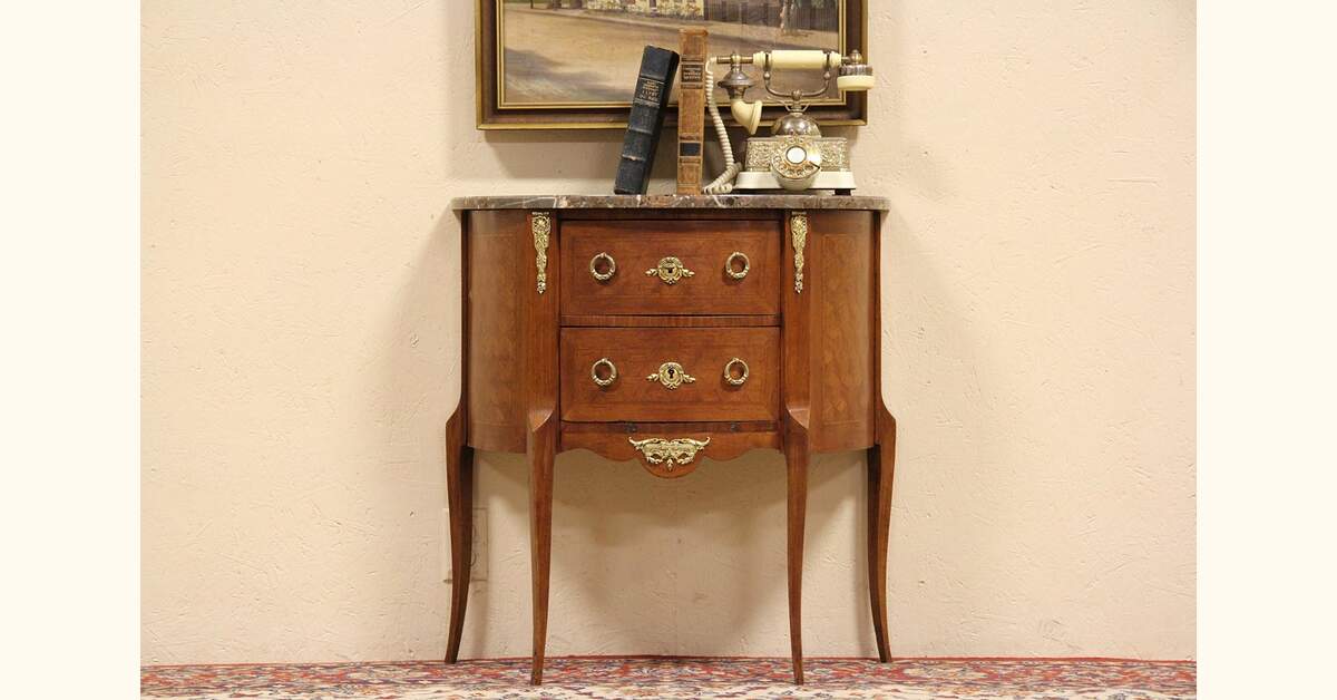 Demilune Half-round Marble Top Console