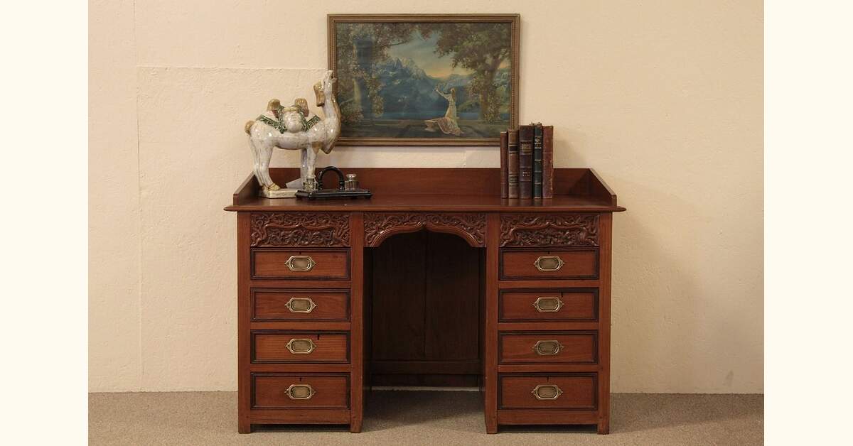 Beautifully Carved Desk with Gallery