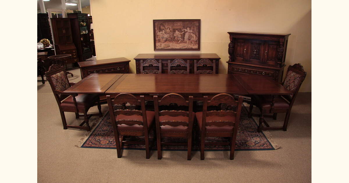 English Renaissance 12 Pc. Oak Dining Set