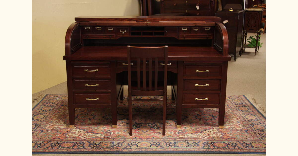 Antique Mahogany Early 1900's Revell Rolltop Desk