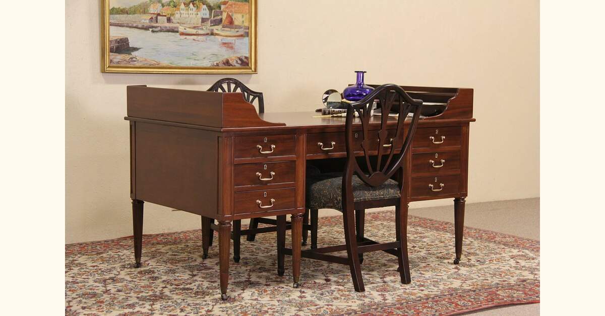 George Washington Vintage Mahogany Partner Desk