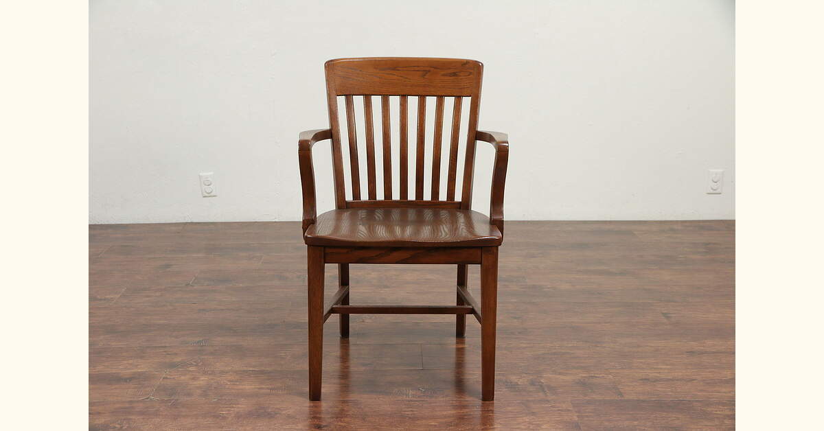 Oak Vintage Banker, Office or Library Desk Chair