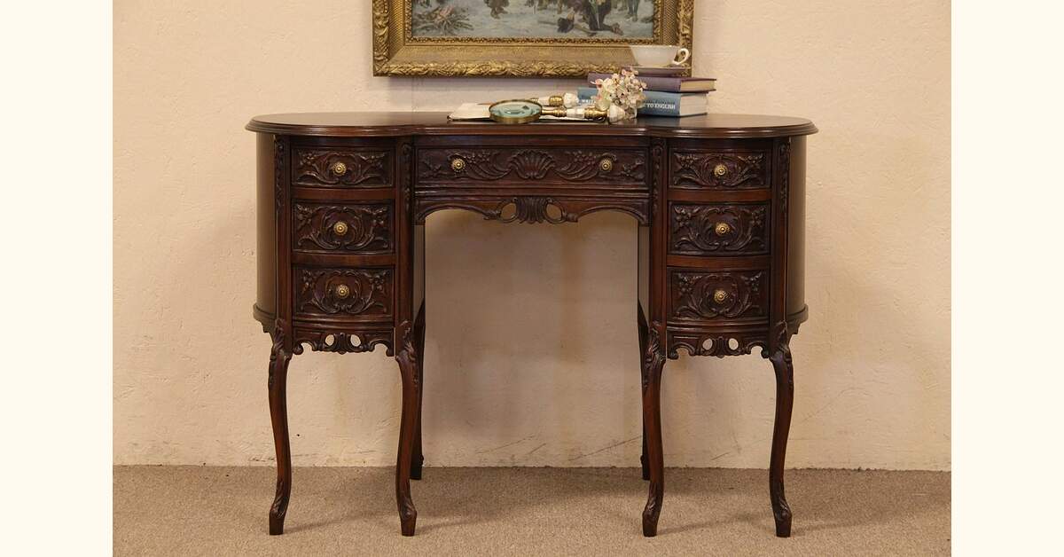 Carved Kidney Shape Writing Desk