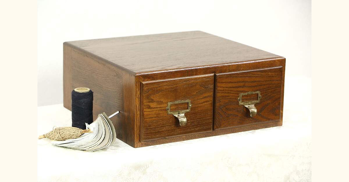 Oak 1930's Vintage 4x6 Desktop Card File, Signed Imperial