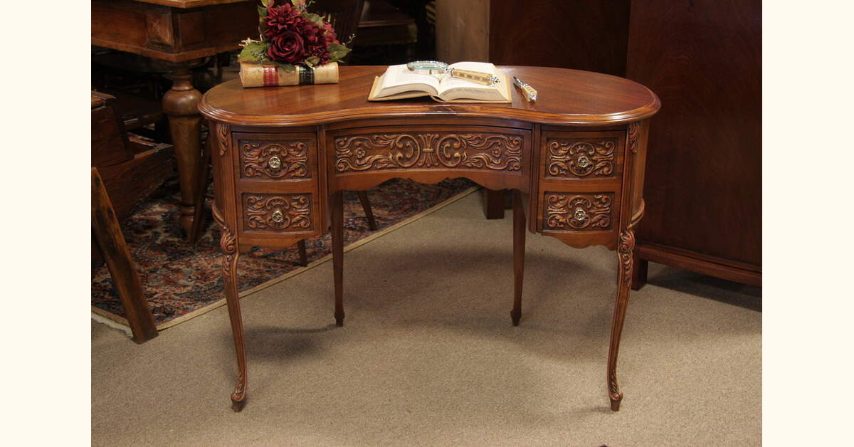 Kidney Shaped Carved Writing Desk