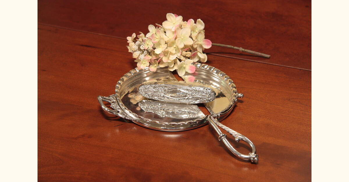 Victorian Silver Crumb Set and Brush