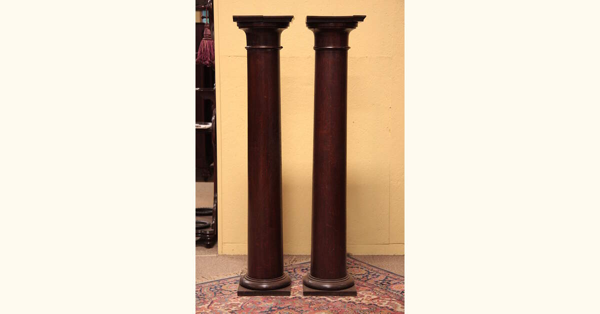 Pair of 1900 Tapered Oak Columns