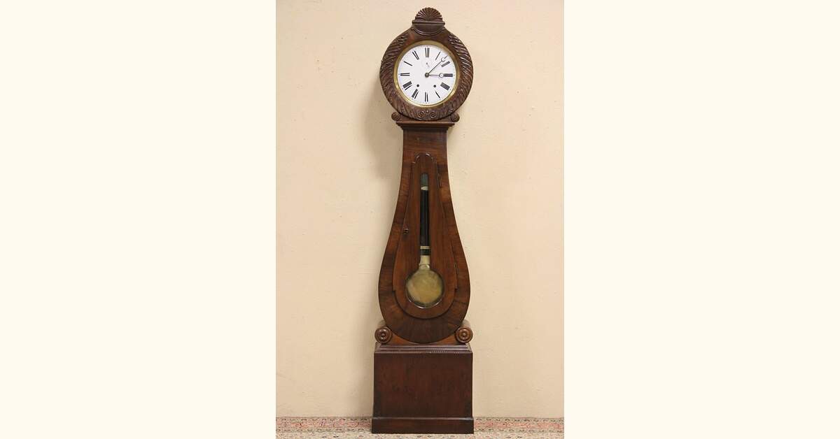French Morbier Antique 1870 Tall Case Grandfather Clock