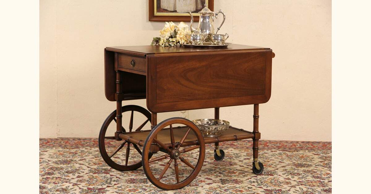 Mahogany Vintage Tea Cart, Beverage or Dessert Trolley