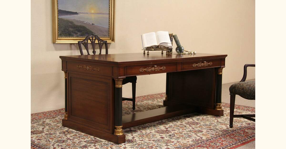 Classical Vintage Partner Desk, Library or Foyer Table
