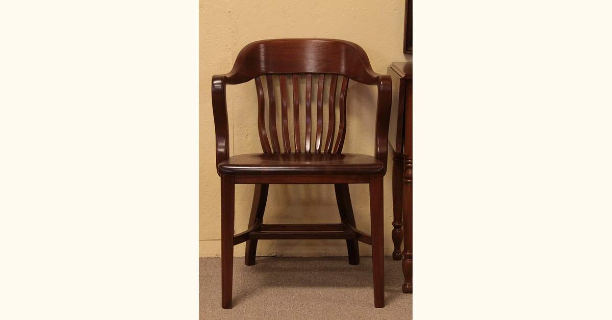 1910 Antique Banker Walnut Arm Chair