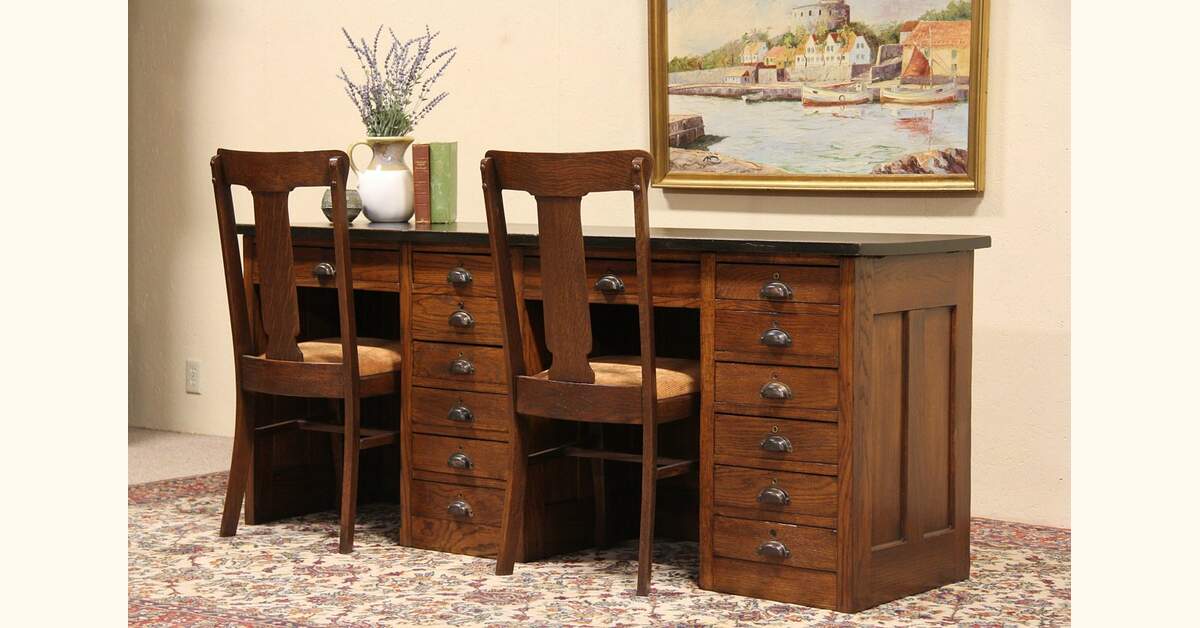 Oak 1900 Lab Partner Desk, Counter or Work Island