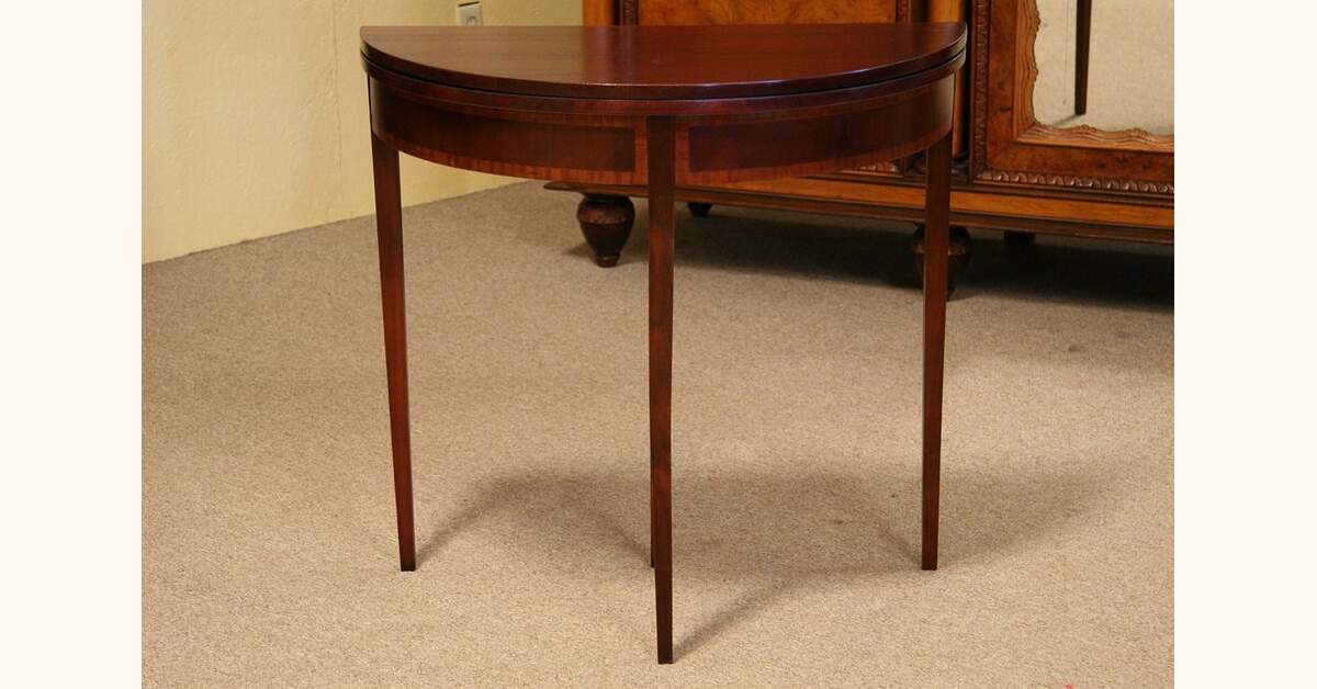 Mahogany Half Round Console Opens to Game Table