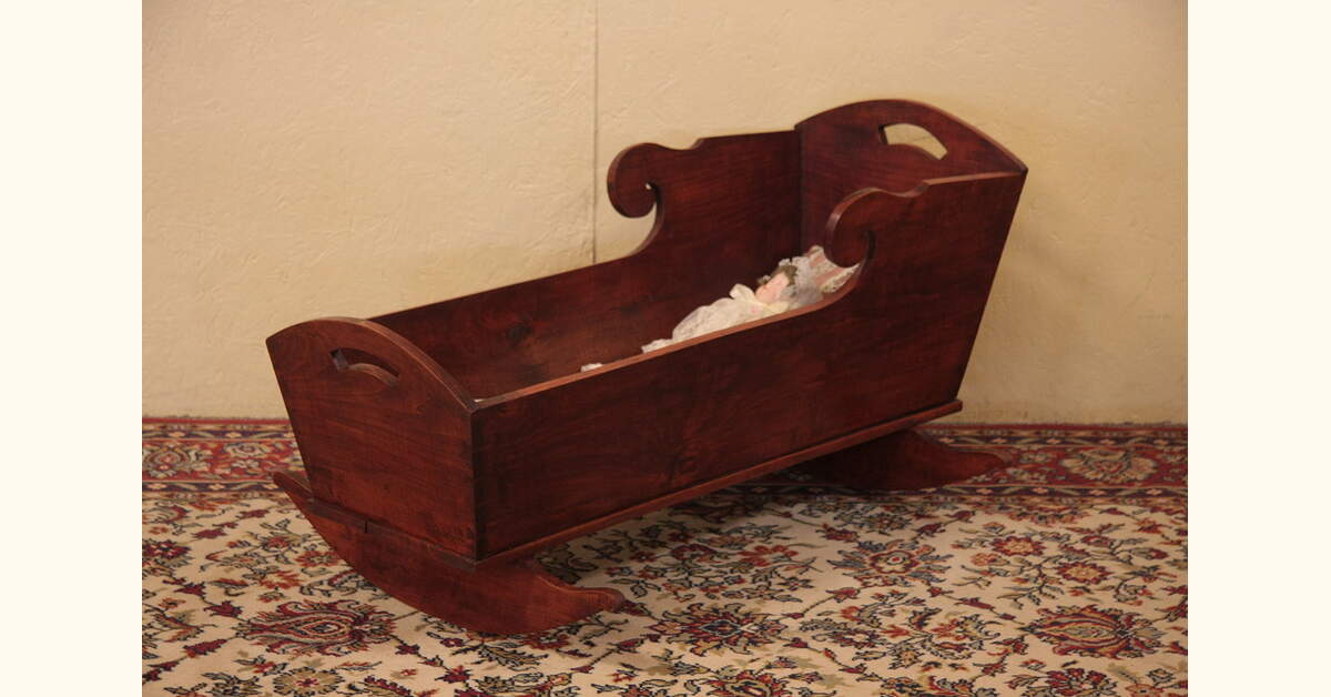 Victorian Handmade Antique Baby Cradle