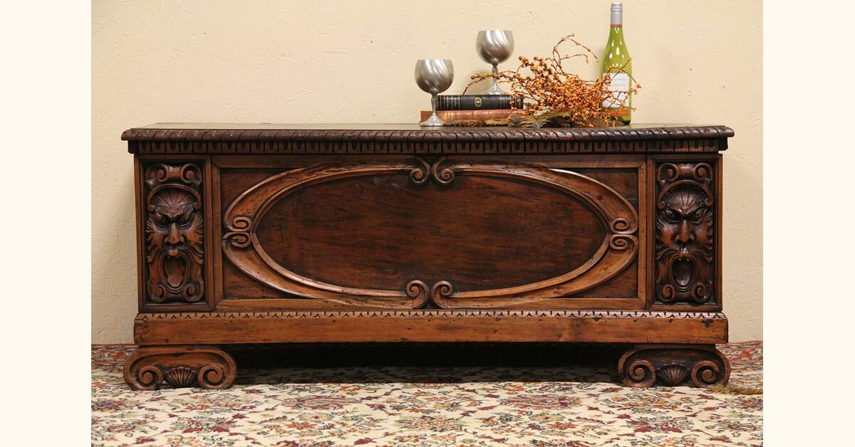 Italian Early 1700's Antique Cassone Armor or Dowry Chest