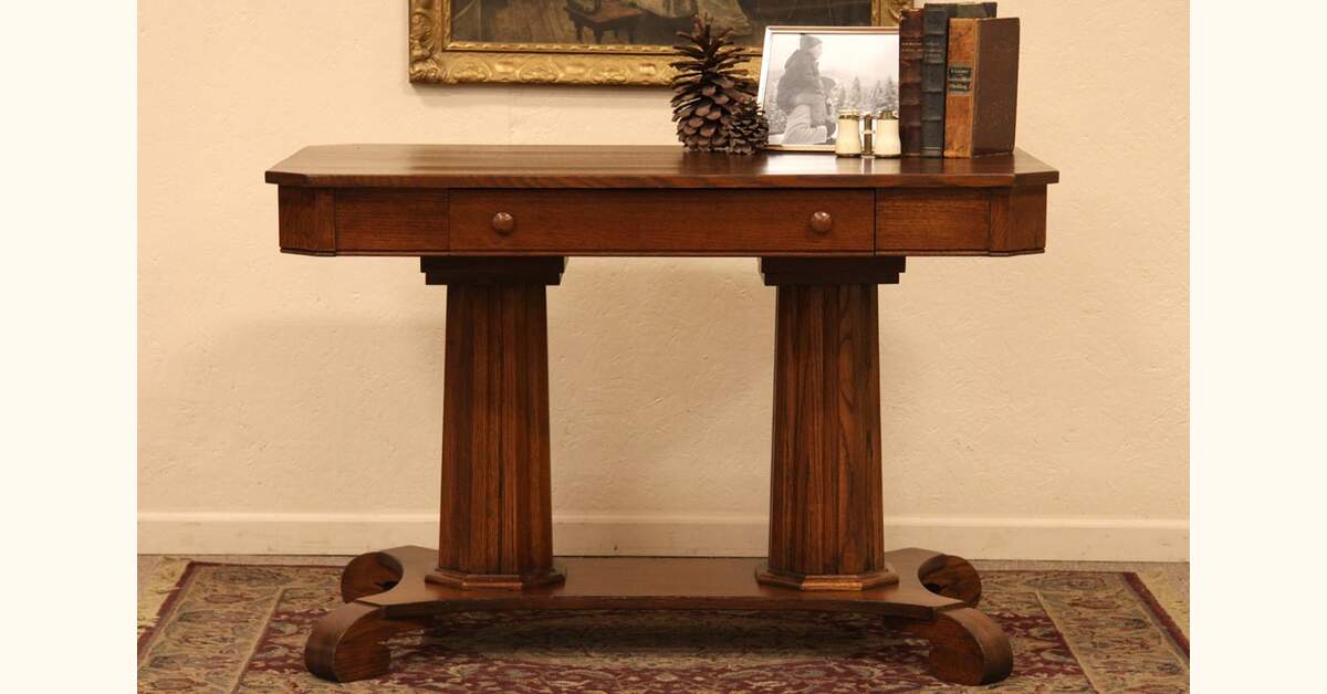 Oak Antique Library Table Writing Desk