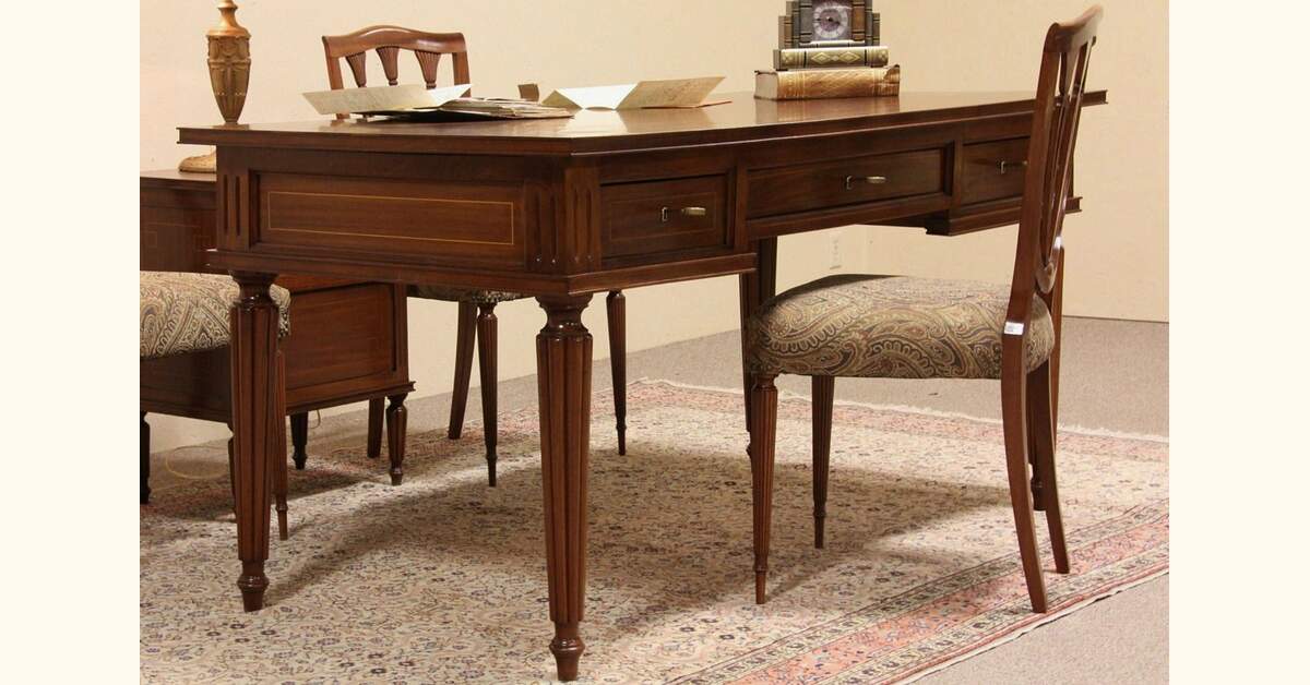 Swedish 1920 Antique Library Writing Table Desk