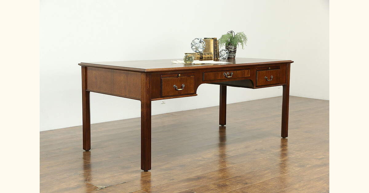 Traditional Vintage Walnut Library or Office Desk Joffco IN