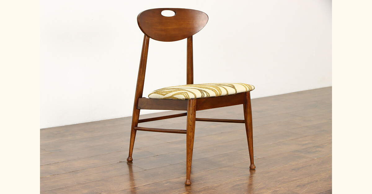 Midcentury Modern 1960 Vintage Walnut Desk Chair, New Upholstery