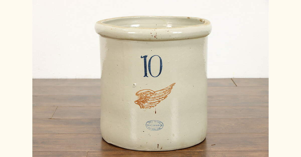 Stoneware 10 Gallon Antique Country Farmhouse Red Wing Crock