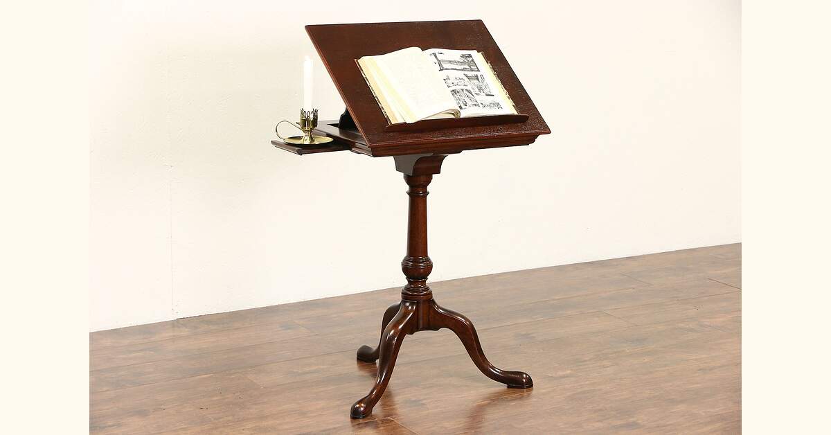 English Traditional Library Book, Bible or Dictionary Stand, Signed ...