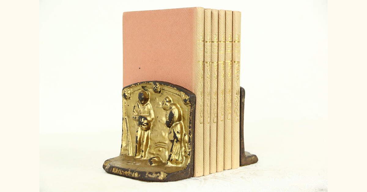 Pair of Antique 1900's Angelus Prayer Bookends