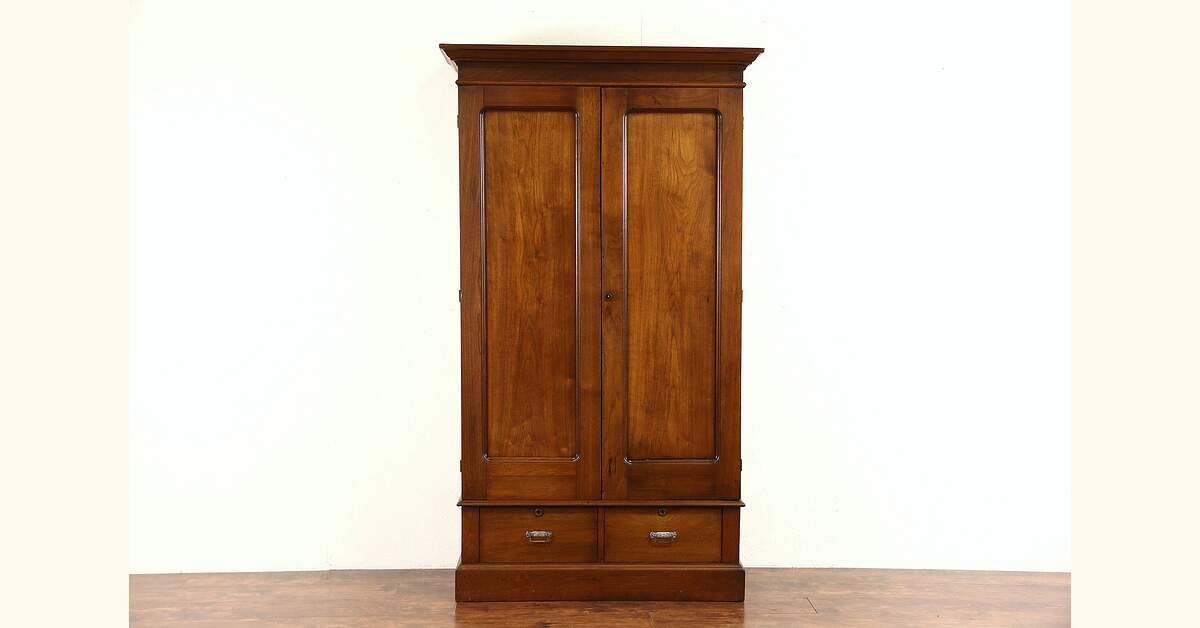 Walnut 1890 Antique Armoire, Wardrobe or Closet