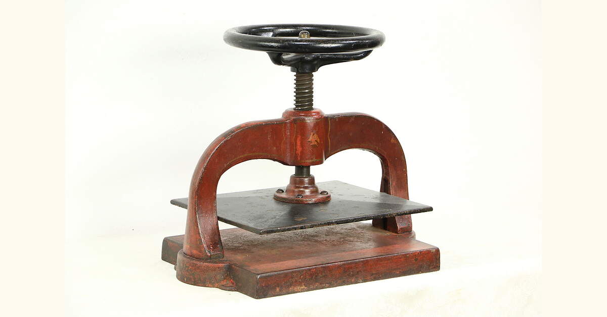 Bookbinder 1880 Antique Iron Book Press, Original Paint