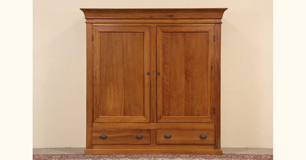 Cherry Pennsylvania 1850 Antique Armoire, Wardrobe or Closet
