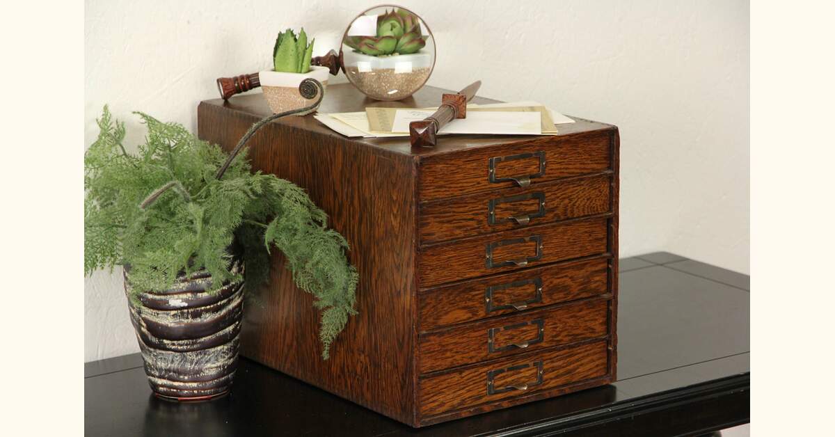 Lawyer Oak 1910 Antique Desk Top File Box