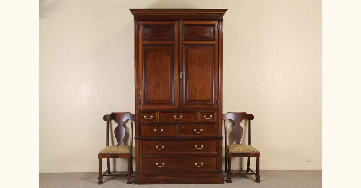 Wardrobe or Armoire, English Mahogany 1895 Antique