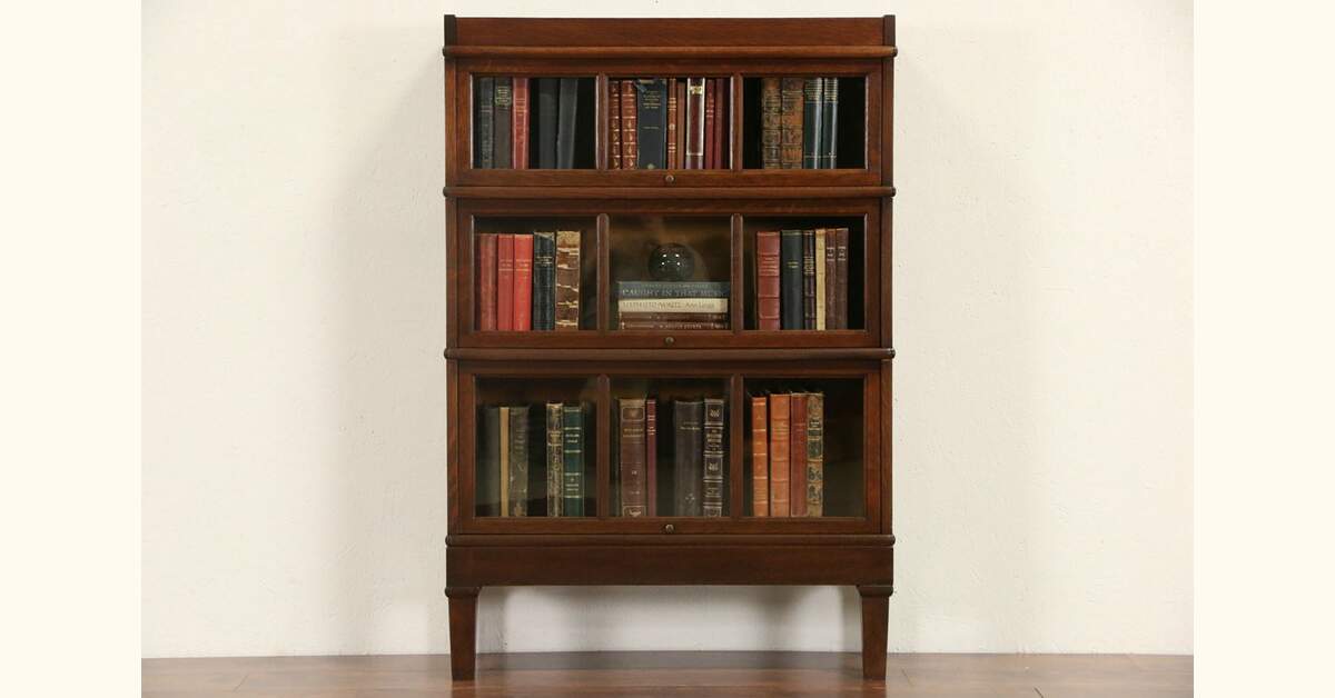 Macey Signed 1900 Antique Arts & Crafts Mission Oak Stacking Lawyer ...