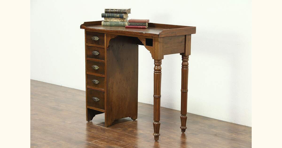 Victorian Antique 1890 Walnut Watchmaker Desk or Workbench Island