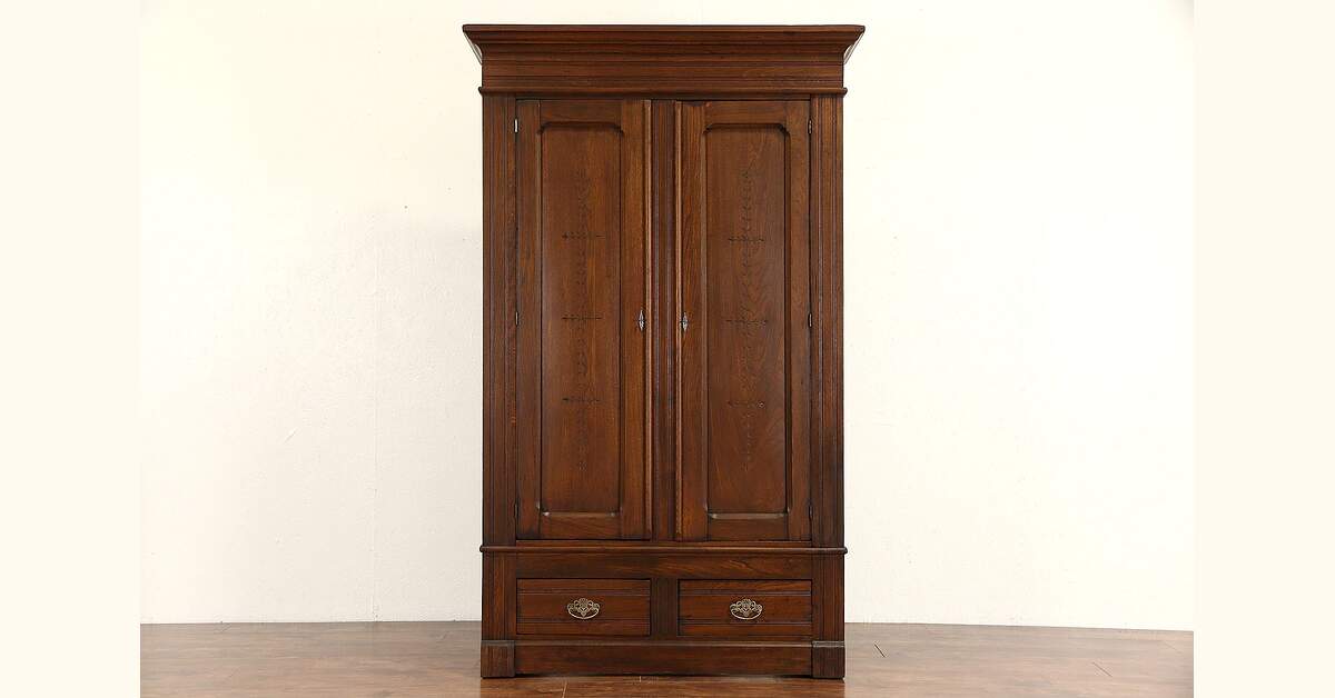 Victorian Eastlake Antique 1890 Armoire Wardrobe or Closet, Spoon or ...