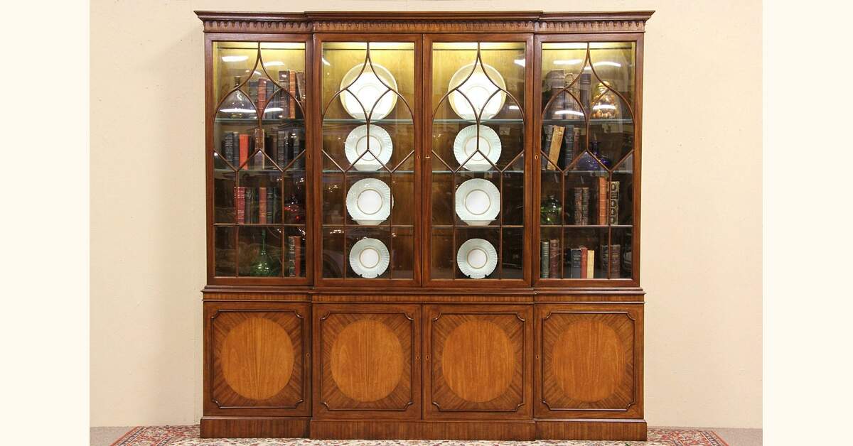 Baker 8' Breakfront Bookcase, China or Curio Cabinet