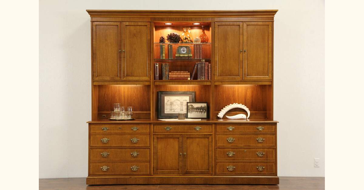 Baker Signed Vintage Library Bookcase, Credenza & Lateral File