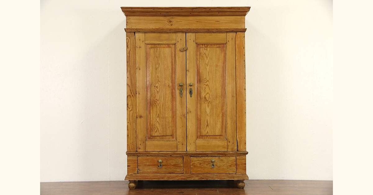 Country Pine Antique 1850's Armoire, Wardrobe or Linen Closet