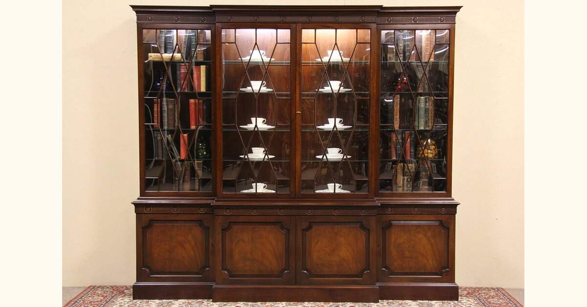 Baker 8' Breakfront Bookcase, China or Curio Cabinet