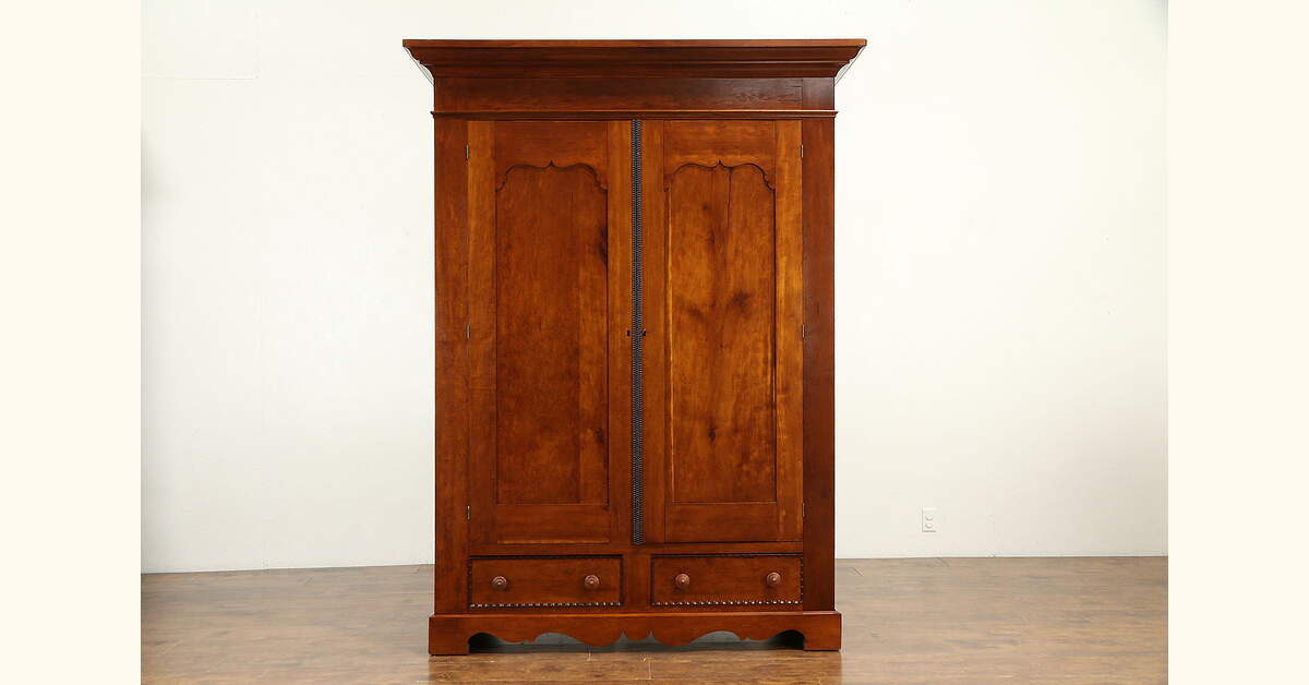 Cherry 1850 Antique Ohio Armoire, Wardrobe or Closet