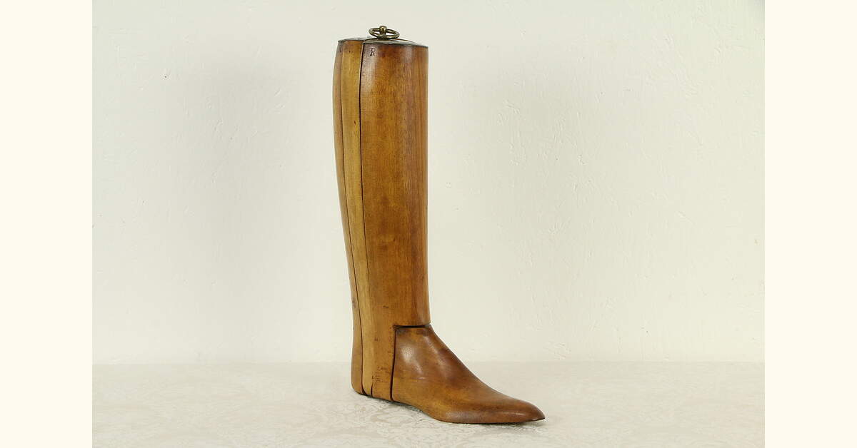Boot Stretcher, Antique Brass & Birch Hardwood