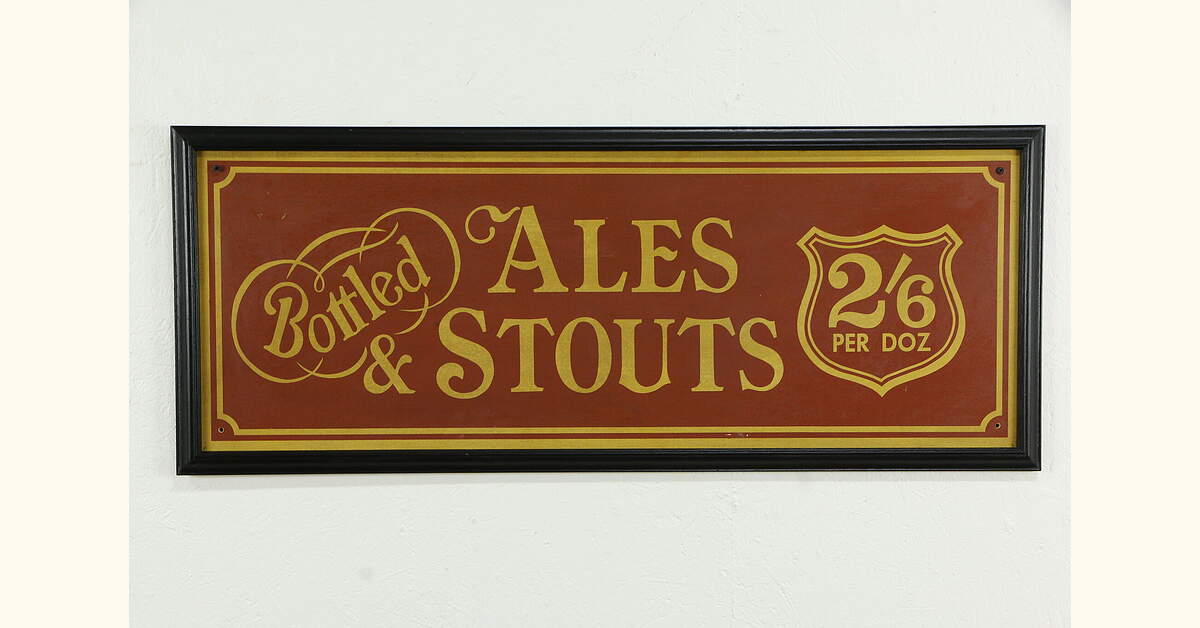 Bottled Ales & Stouts, Vintage English Pub Sign
