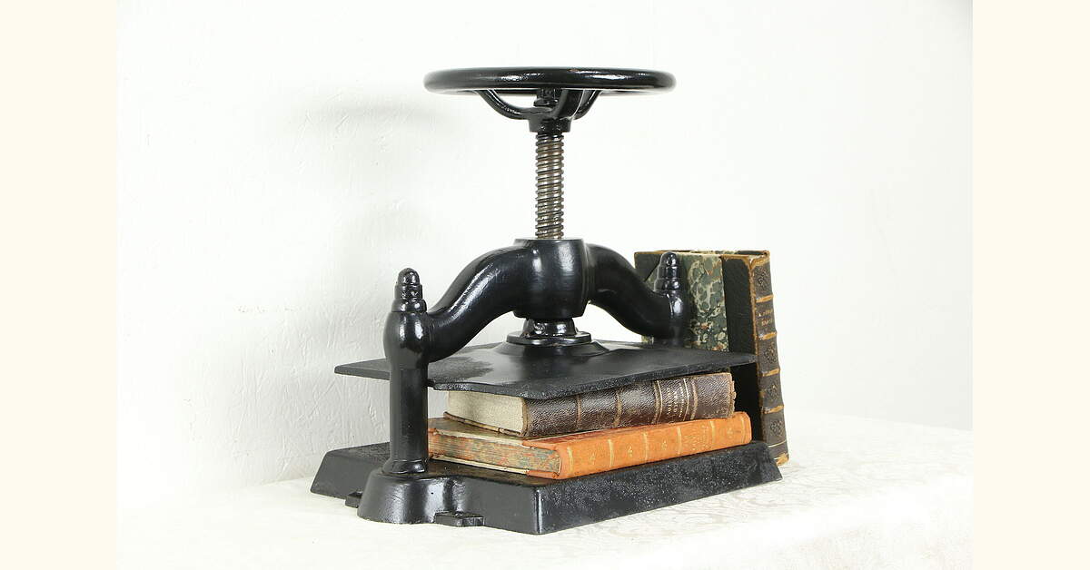 Victorian Antique Cast Iron Bookbinder 10 x 12 Book Press