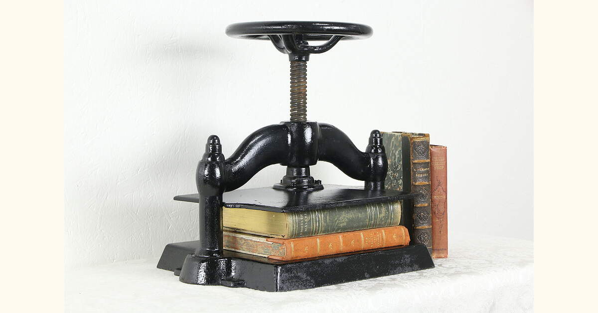 Victorian Antique Cast Iron Bookbinder 10 x 12 Book Press